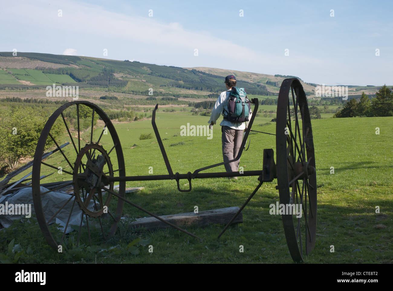 Man hiking in Welsh countryside Stock Photo - Alamy