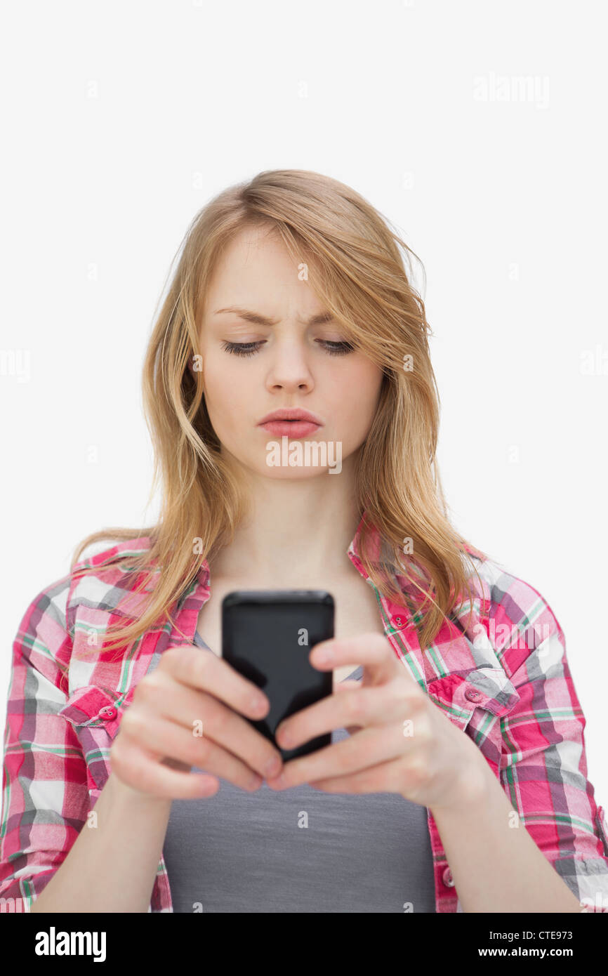 Young woman annoyed text hi-res stock photography and images - Alamy