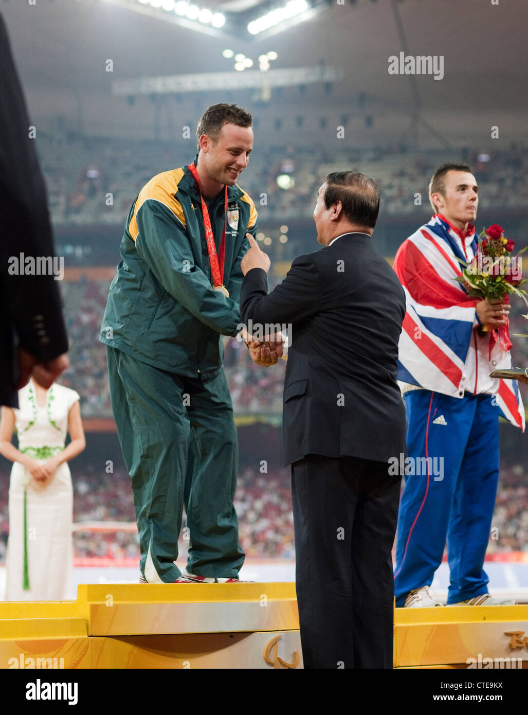 South African Paralympic sprinter Oscar Pistorius participates in the ...