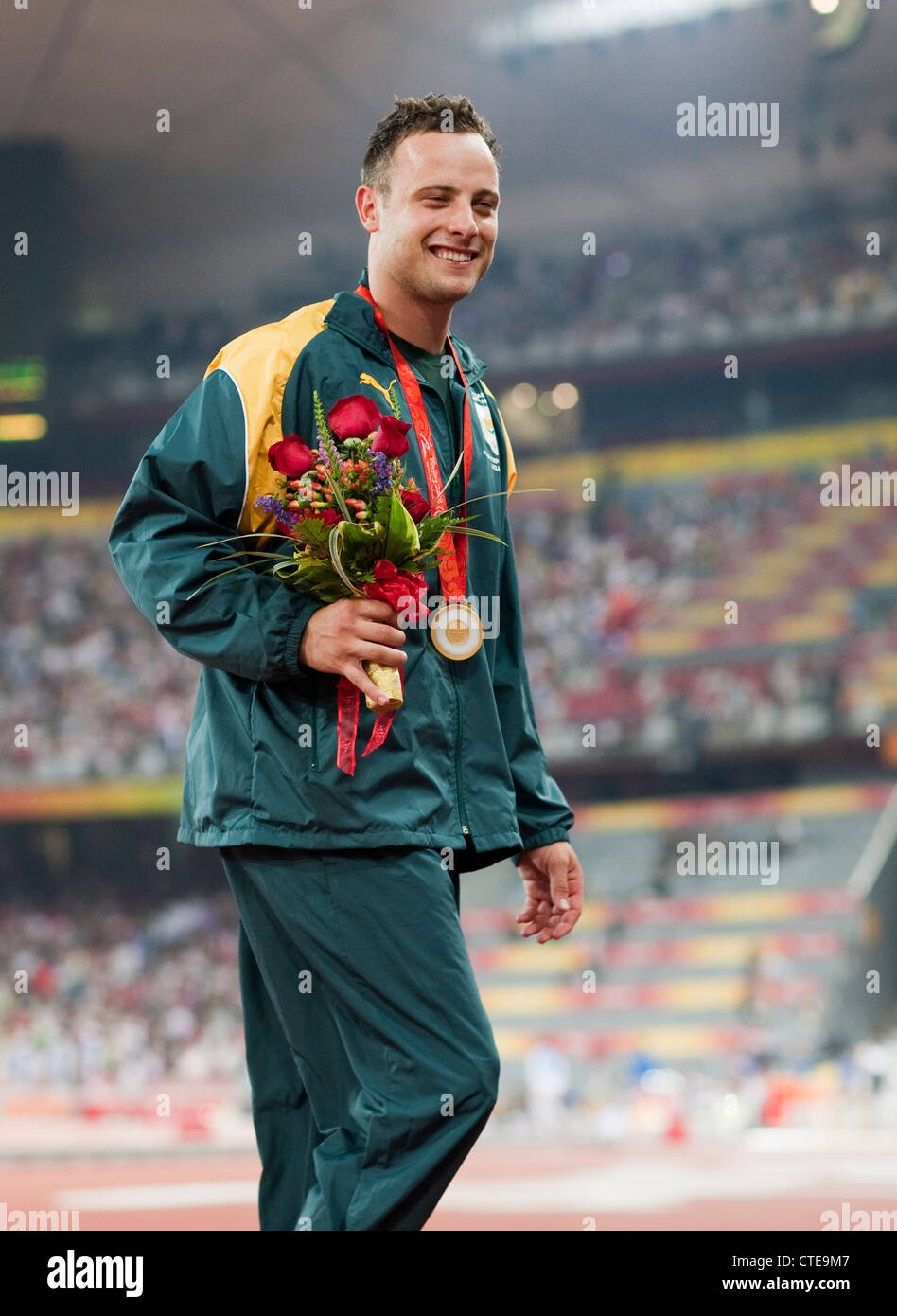 South African Paralympic sprinter Oscar Pistorius participates in the ...