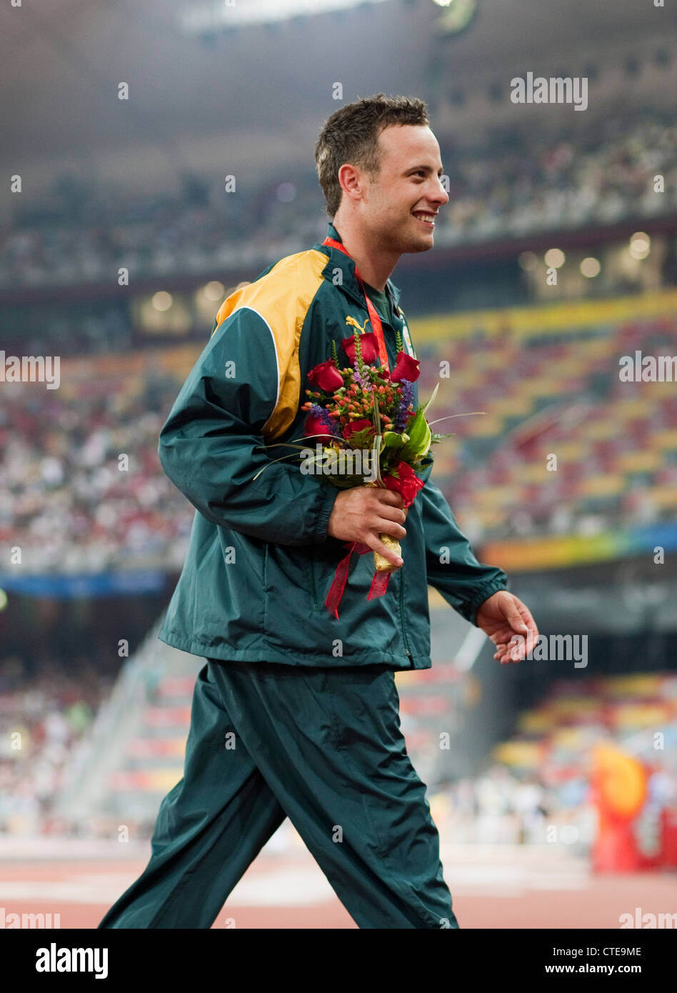 South African Paralympic sprinter Oscar Pistorius participates in the ...