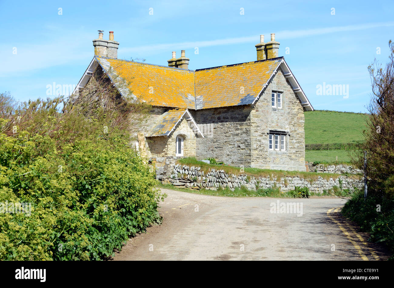 A traditional farm house at gunwalloe near helston in cornwall, uk ...