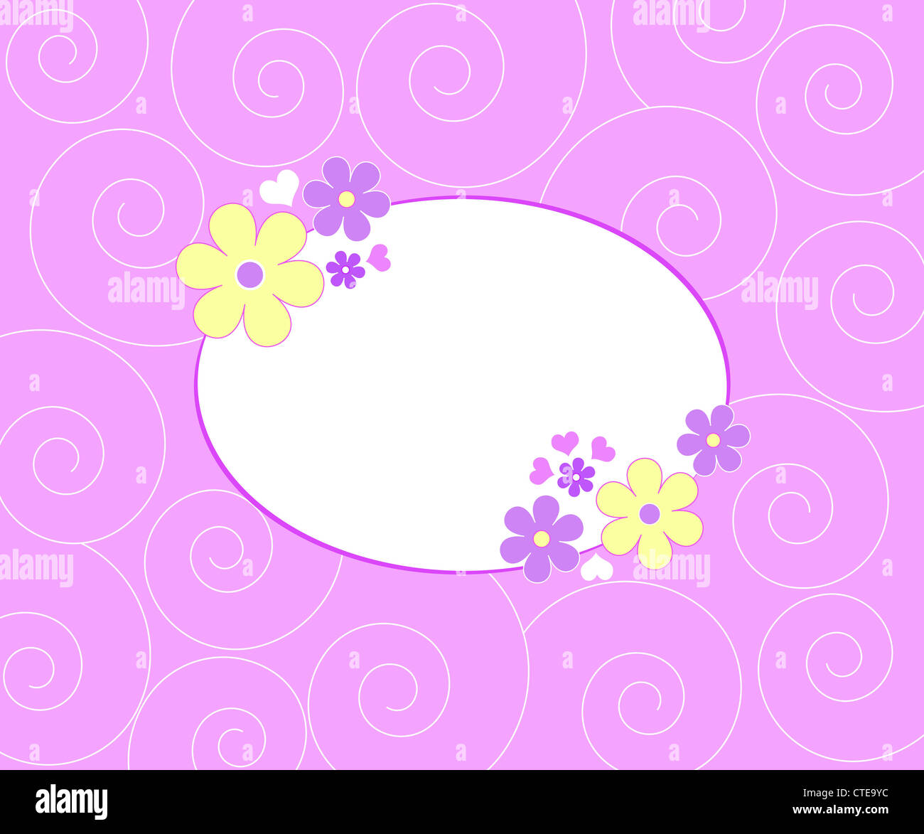 Floral and heart design frame on violet Stock Photo - Alamy