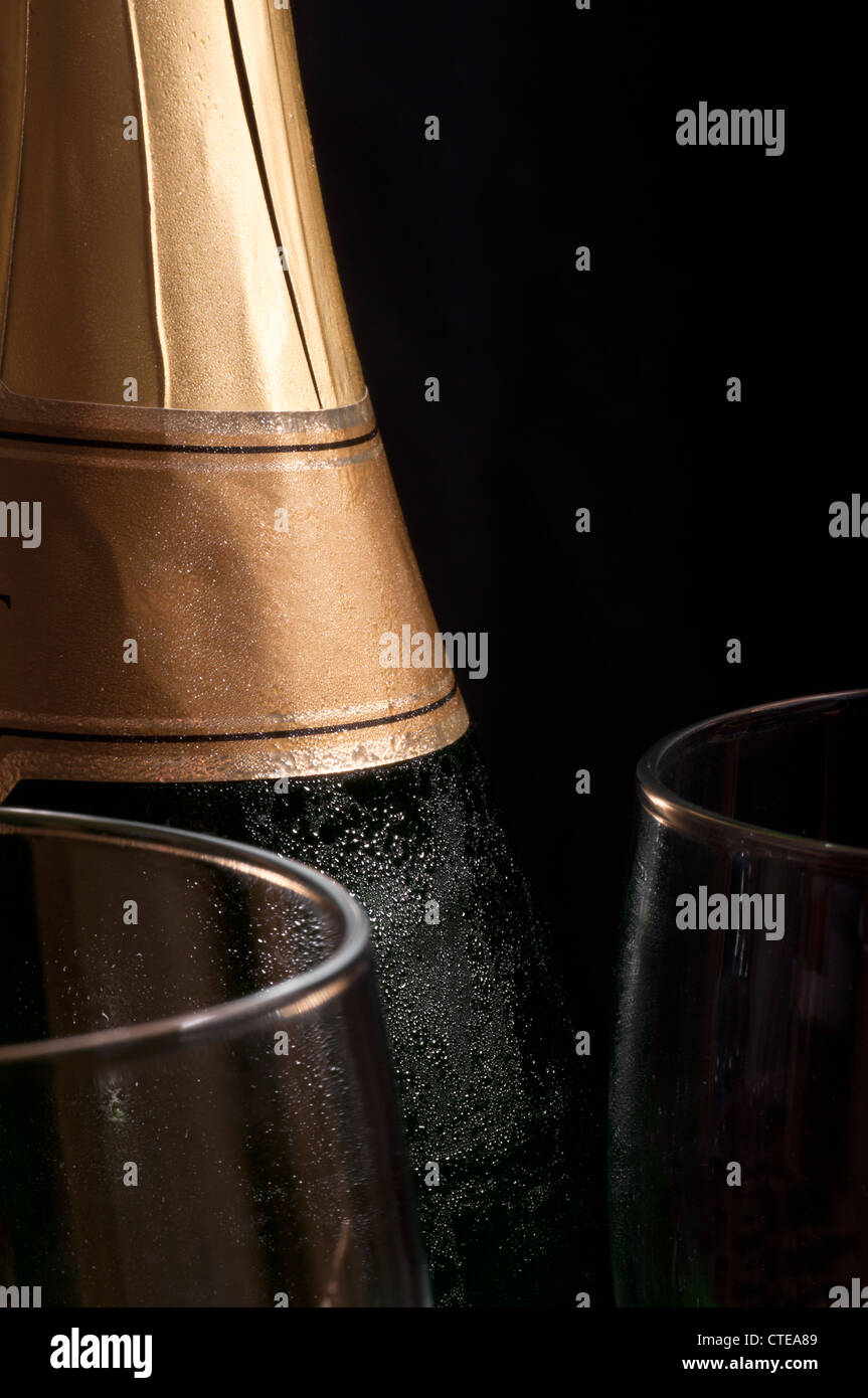 Chilled champagne bottle Stock Photo - Alamy