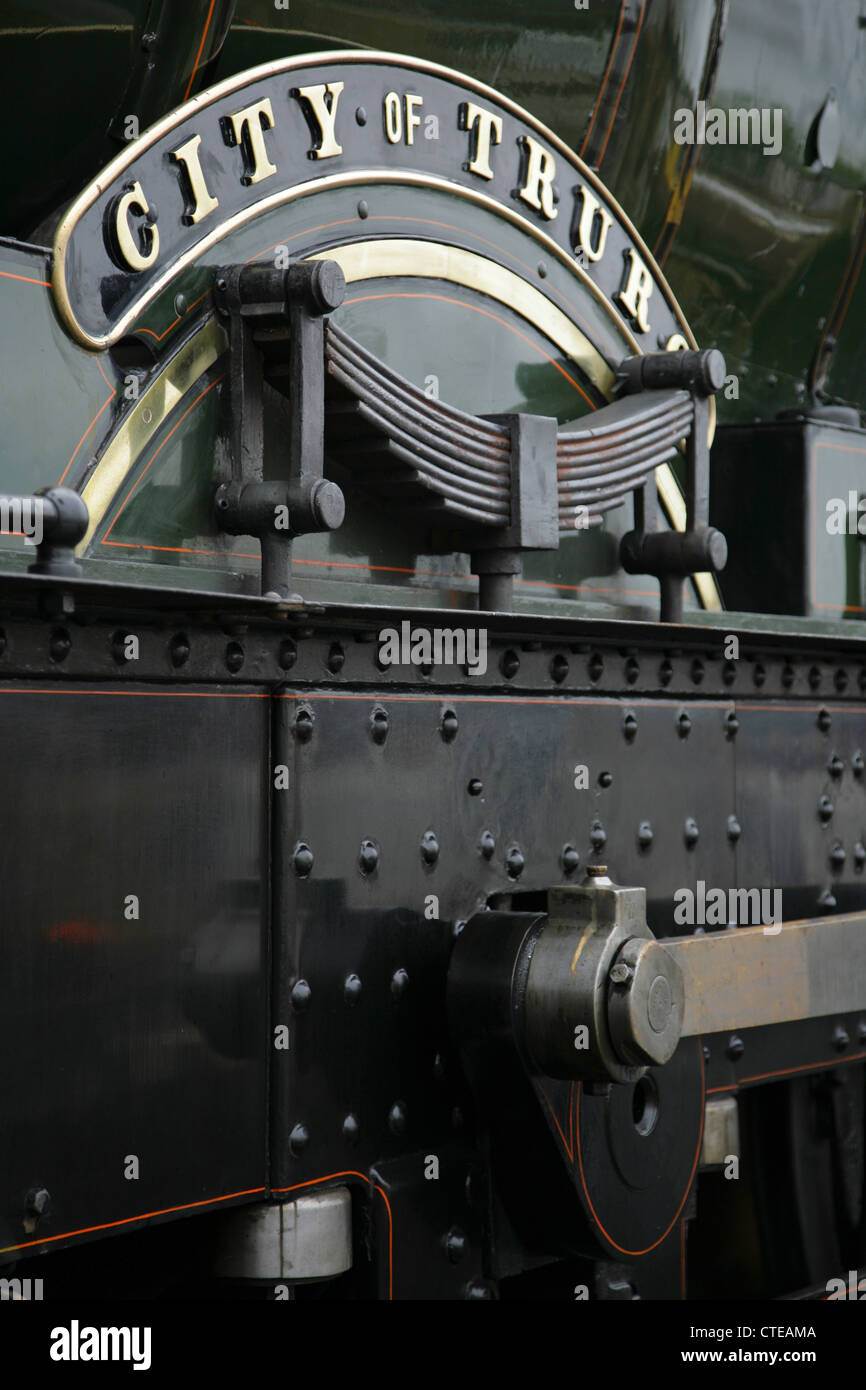 Nameplate of preserved GWR steam locomotive "City of Truro Stock Photo ...