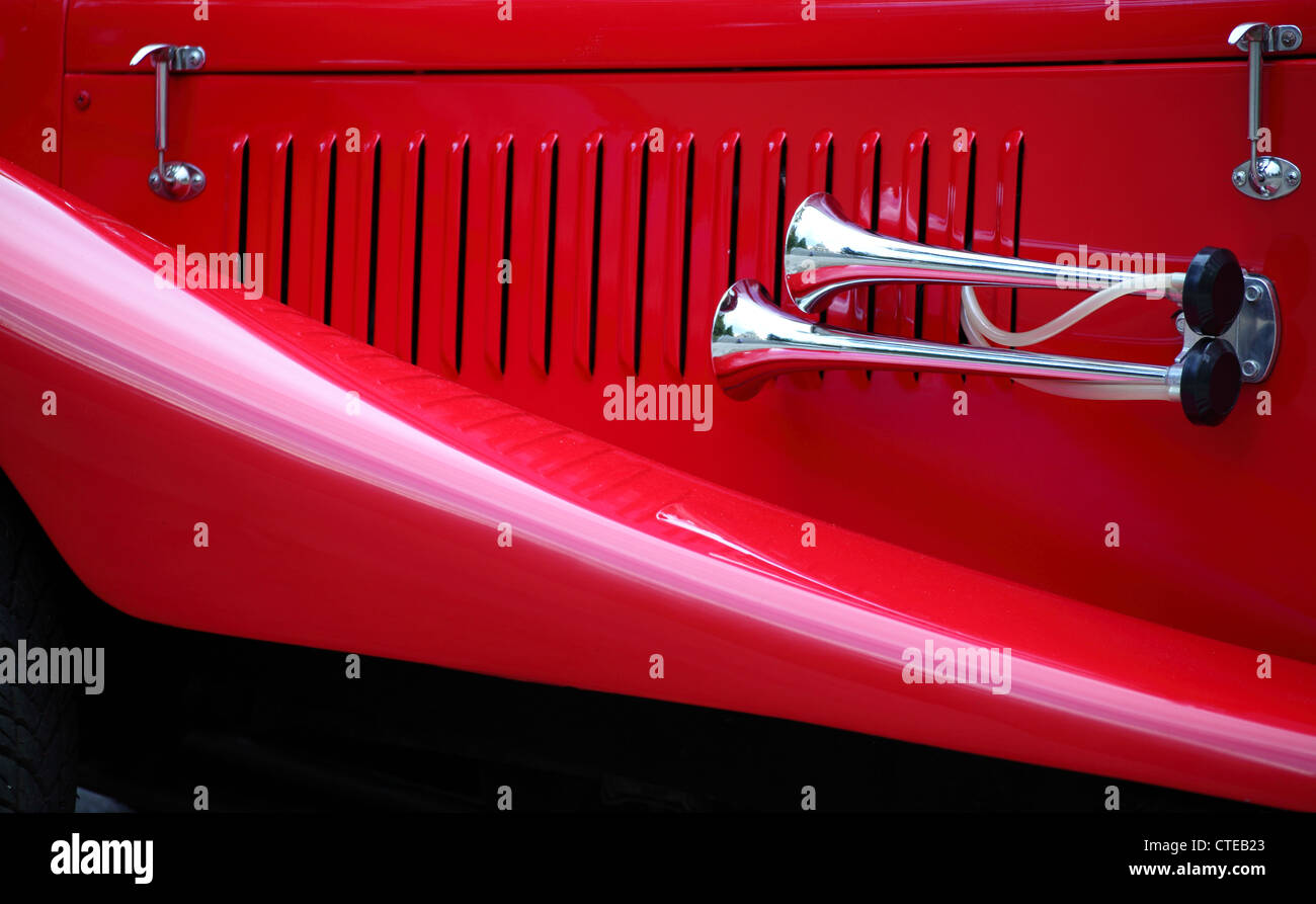 cropped image of a fully restored classic old car with lots of shiny ...