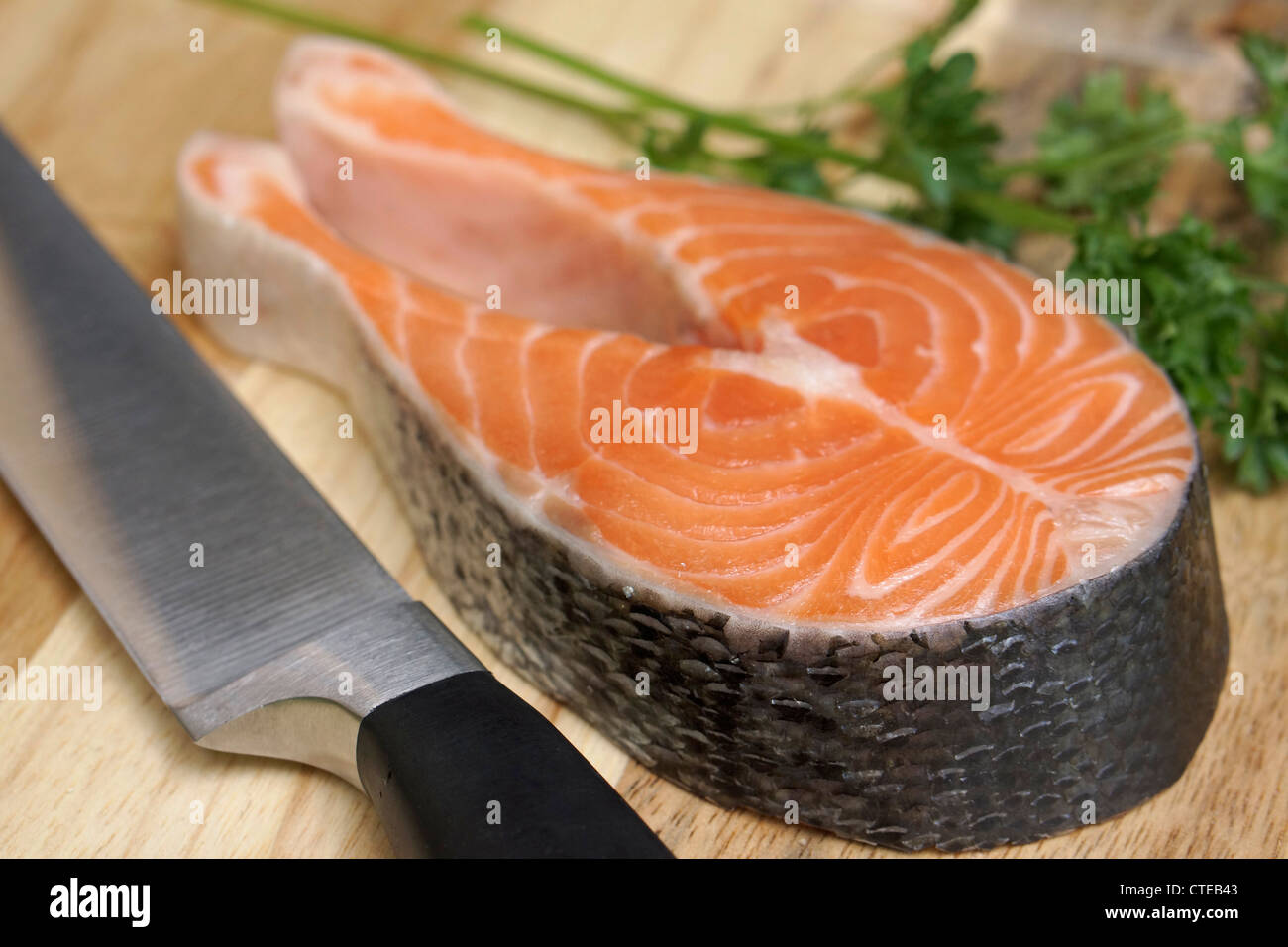 Raw Salmon, Salmon Steak Fillet Stock Photo - Alamy