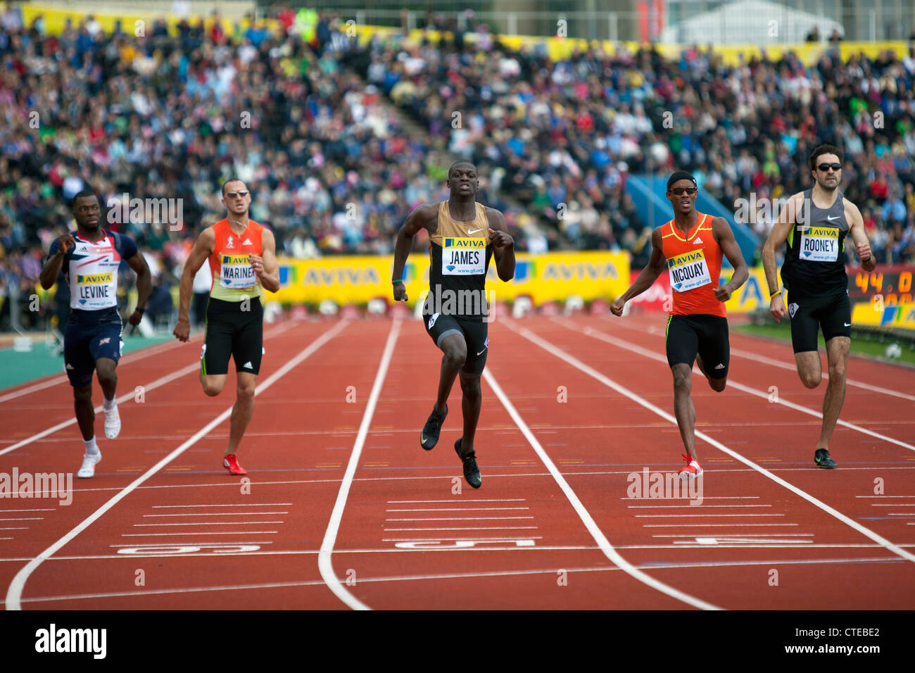 Kirani JAMES & Tony MCQUAY, Mens 400m, Aviva London Grand Prix, Crystal ...