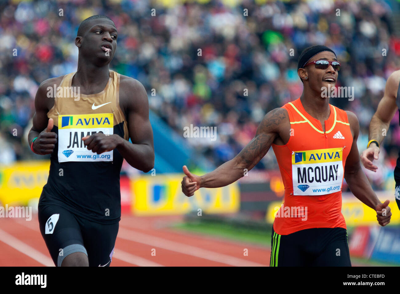 Kirani JAMES & Tony MCQUAY, Mens 400m, Aviva London Grand Prix, Crystal ...