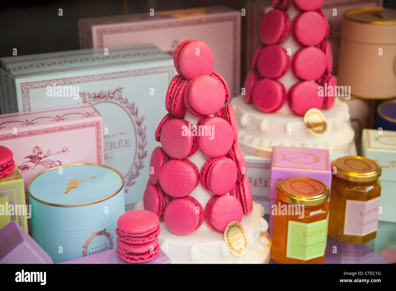 Window display of Laduree Bakery, Patisserie, and Tea Shop, Saint ...