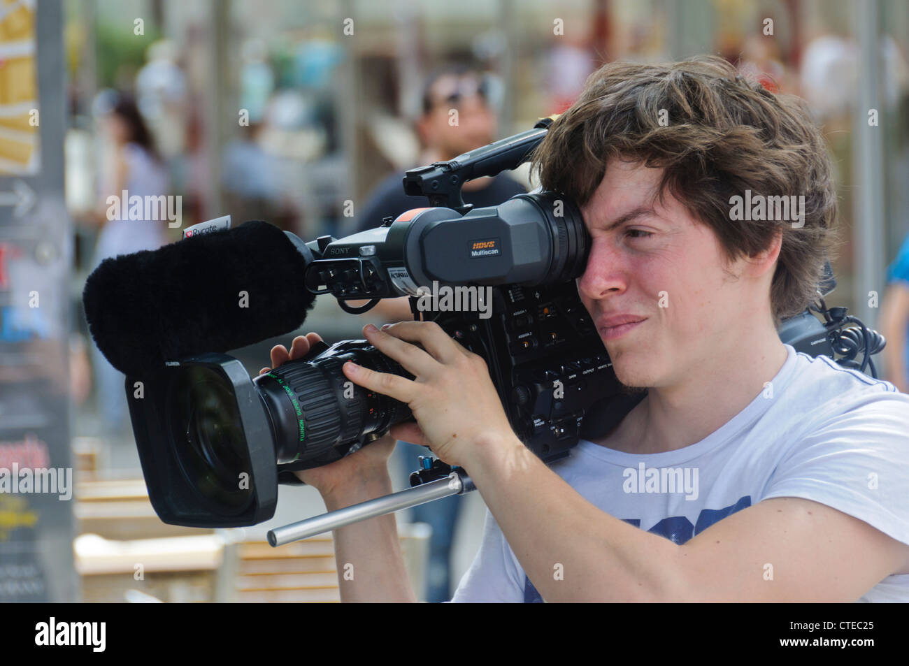 Television TV Cameraman with SONY XDCAM Power HAD FX HDVS Multiscan ...