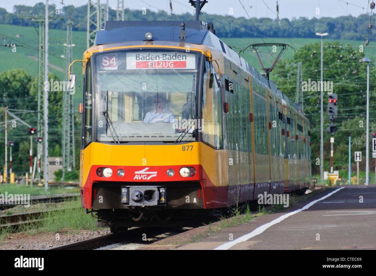 Express Commuter Train bound for Baden-Baden arrives in Central Railway ...
