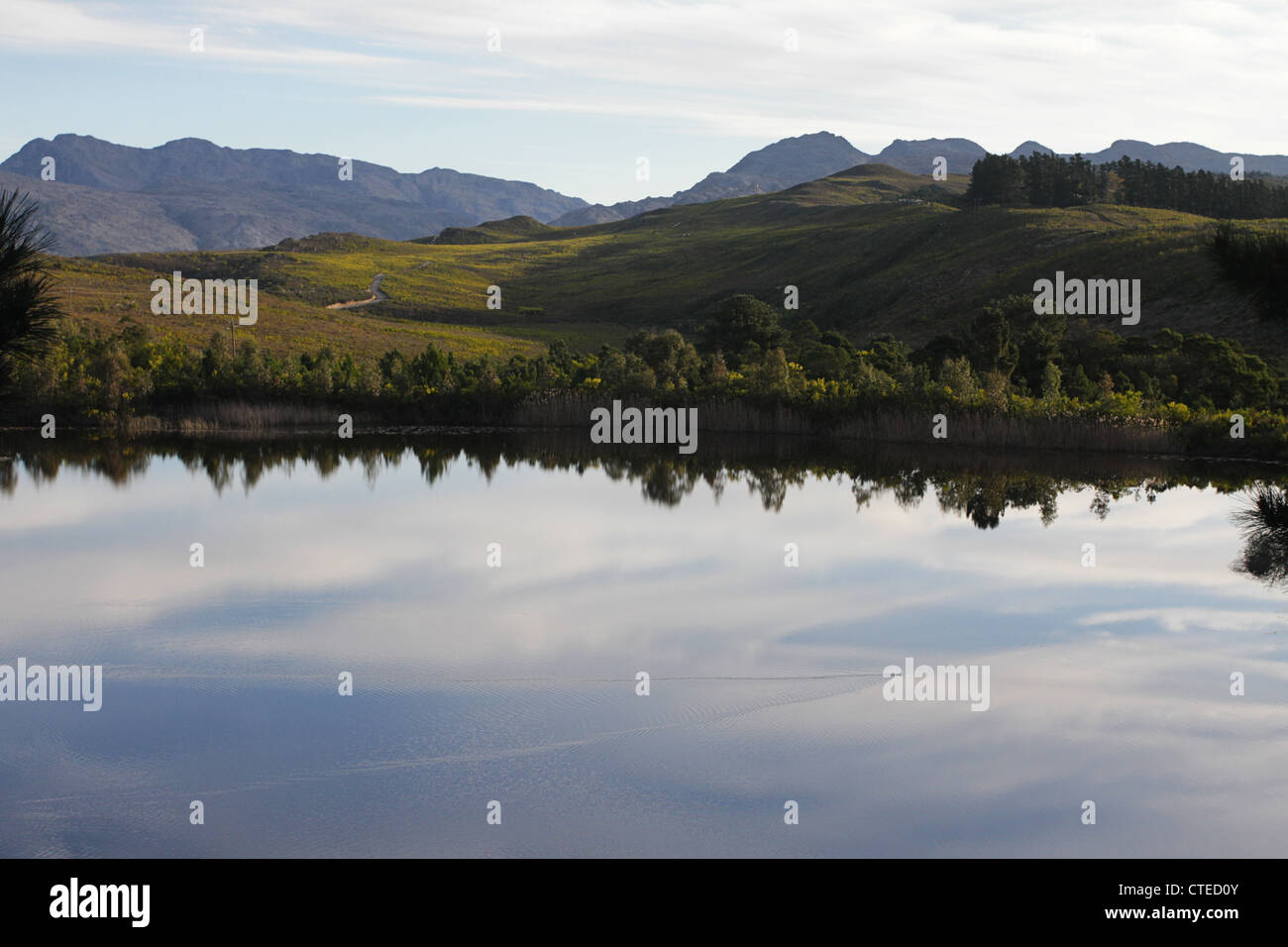 A beautiful landscape reflected in a lake on the farm Stock Photo - Alamy