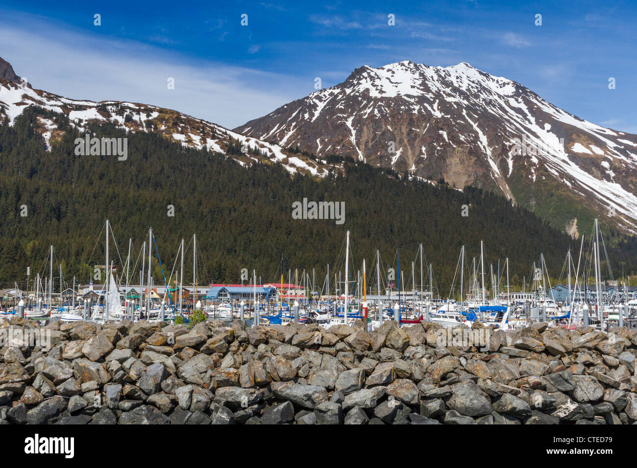 Seward, Alaska, small boat harbor in Resurrection Bay (an inlet from ...