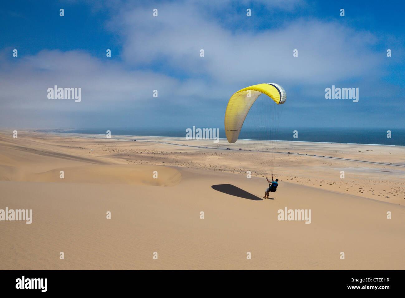 Paragliding over Dunes of Namib Desert, Long Beach, Swakopmund, Namibia ...