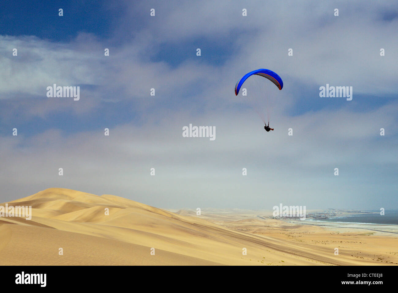 Paragliding over Dunes of Namib Desert, Long Beach, Swakopmund, Namibia ...