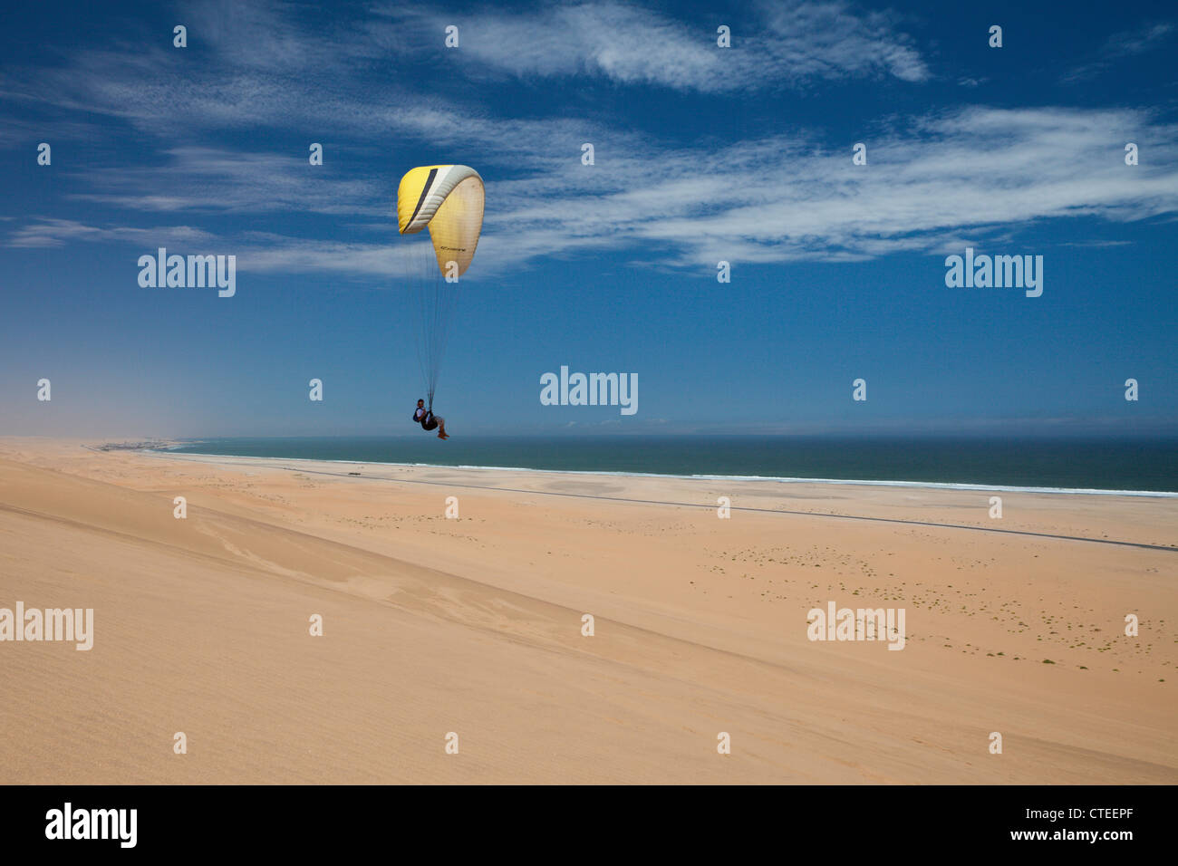 Paragliding over Dunes of Namib Desert, Long Beach, Swakopmund, Namibia ...