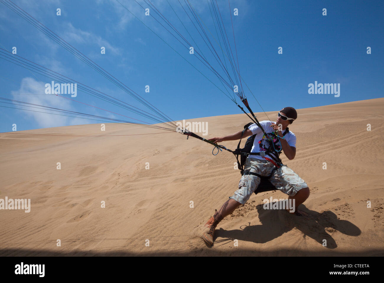 Paragliding over Dunes of Namib Desert, Long Beach, Swakopmund, Namibia ...