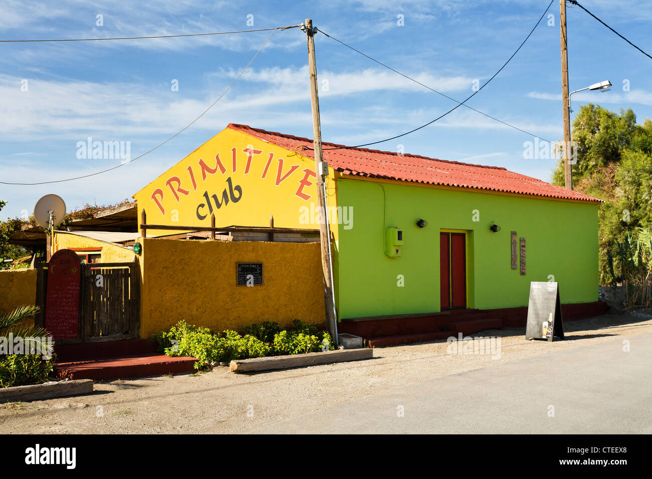 Primitive Club, Skala Eressos, Lesvos Stock Photo - Alamy