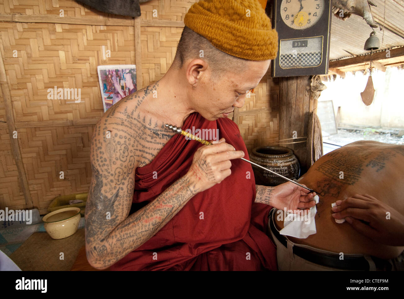Sak Yan master, Ajahn Pornsit of Chiang Mai, Thailand. Sak Yan are the ...