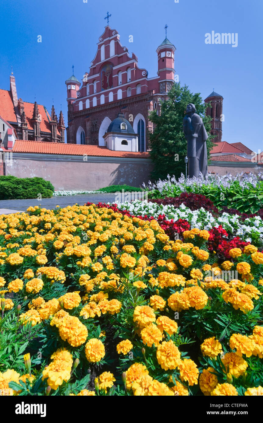 Bernardine Church and Adam Mickiewicz statue Vilnius Lithuania Stock ...