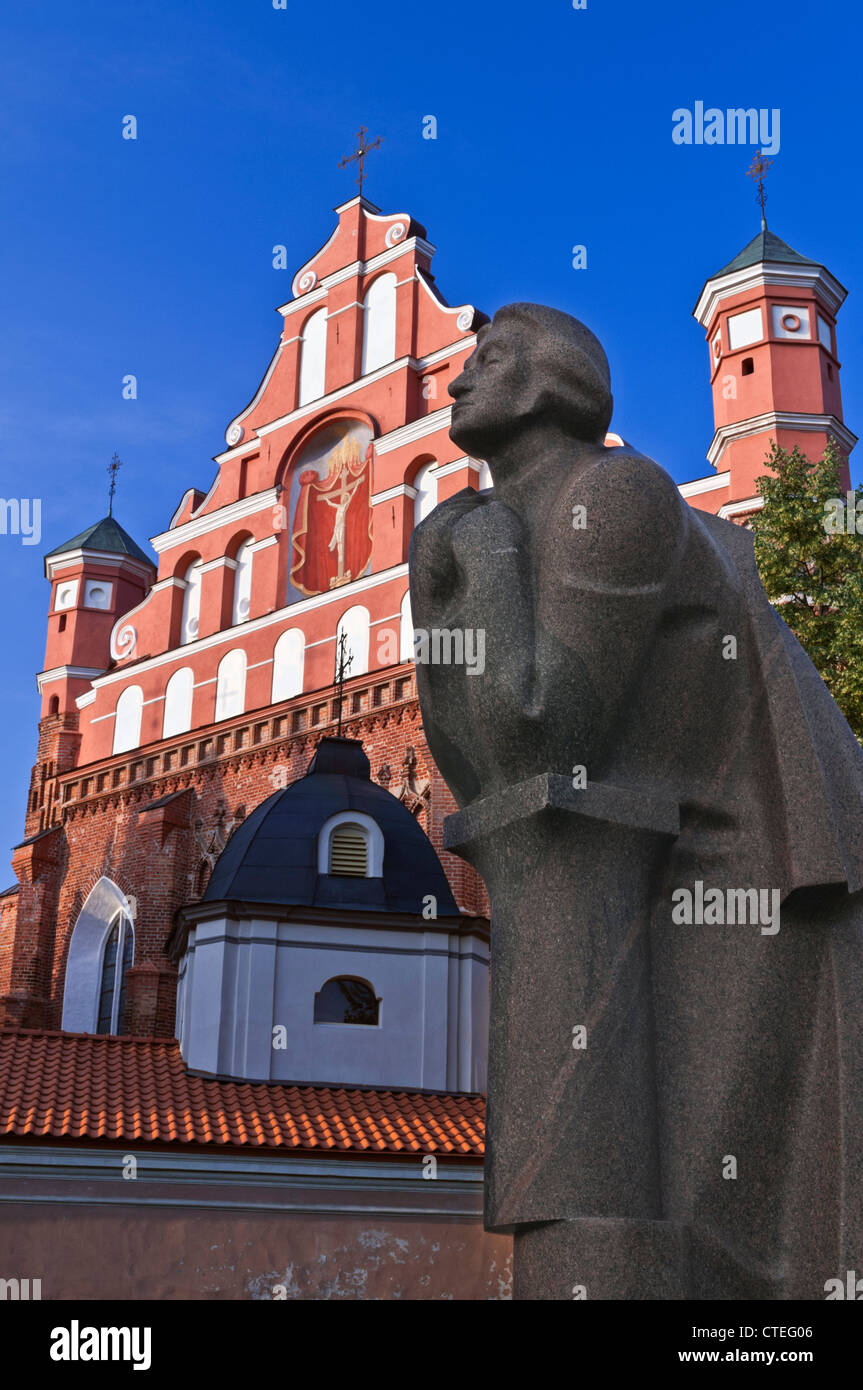 Adam Mickiewicz statue and Bernardine Church Vilnius Lithuania Stock ...