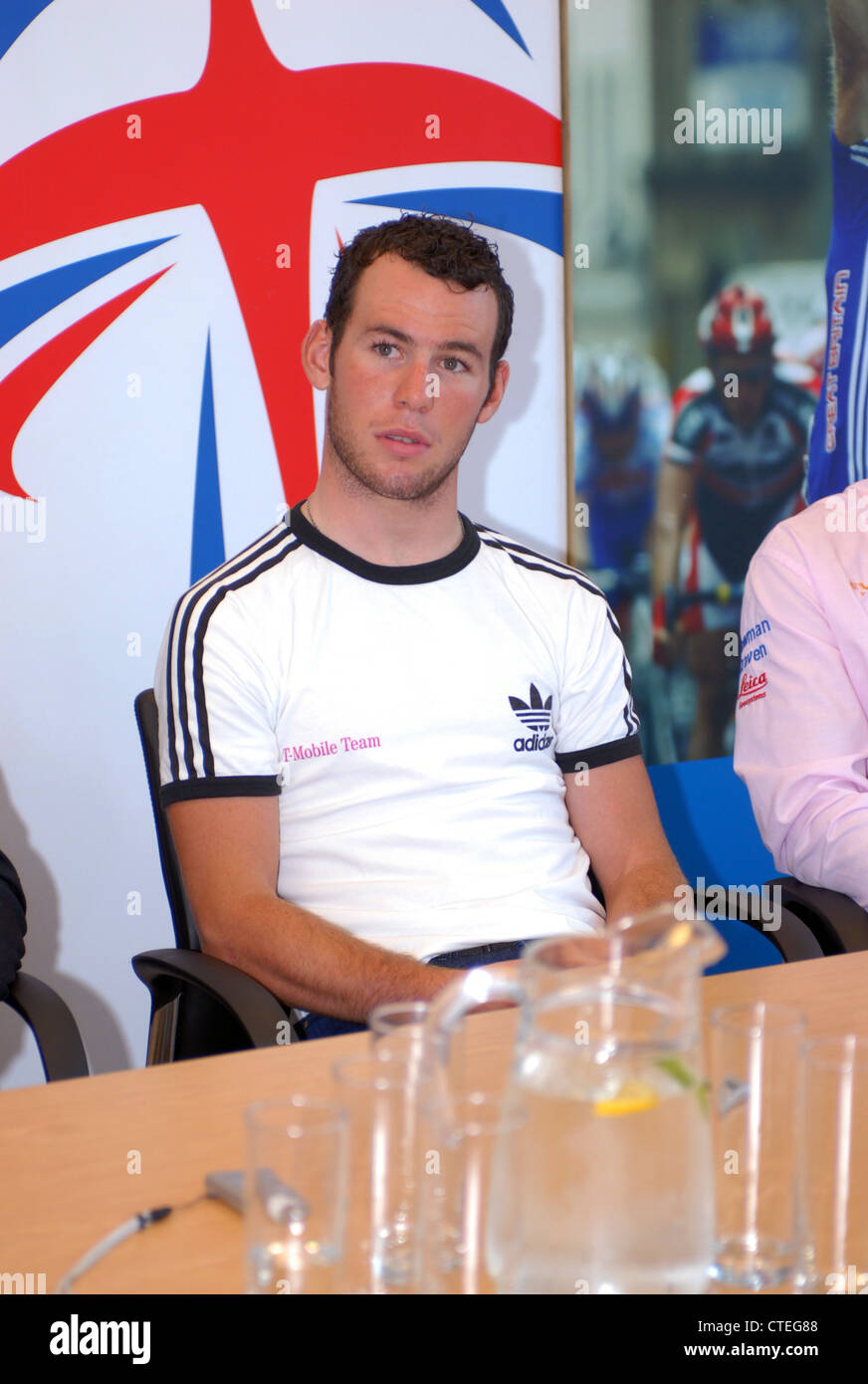 Mark Cavendish, the British cyclist and sprinter at a press conference ...