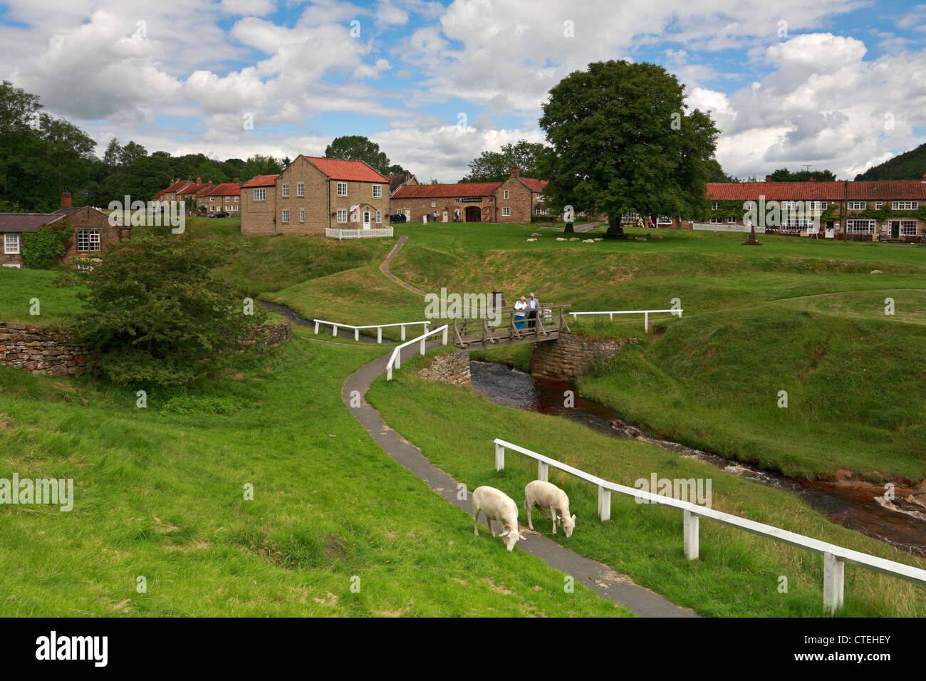Hutton le Hole village green and beck, North Yorkshire, North York ...