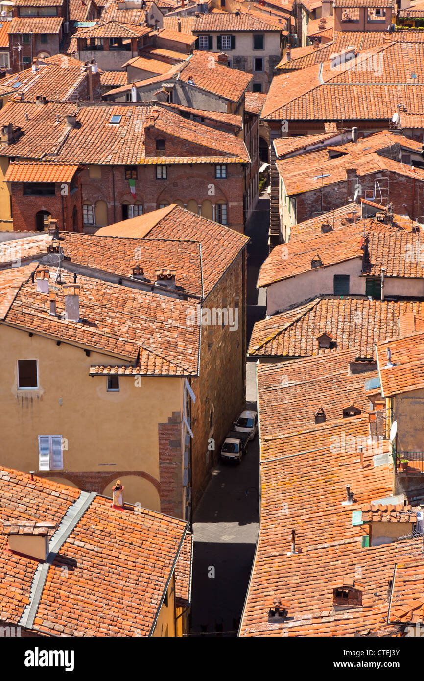 View over Italian town Lucca with typical terracotta roofs Stock Photo ...