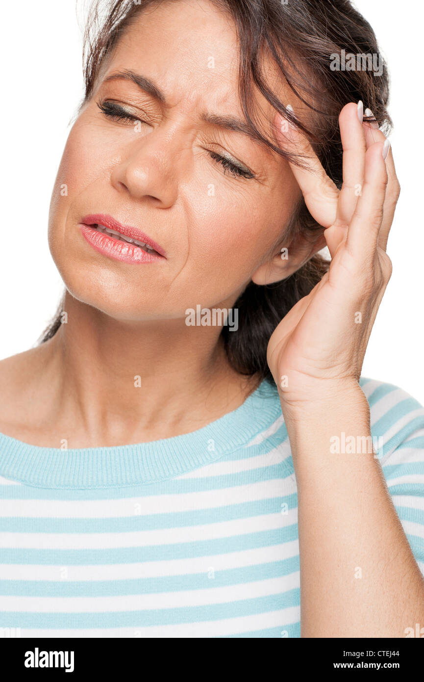 Woman with headache Stock Photo - Alamy