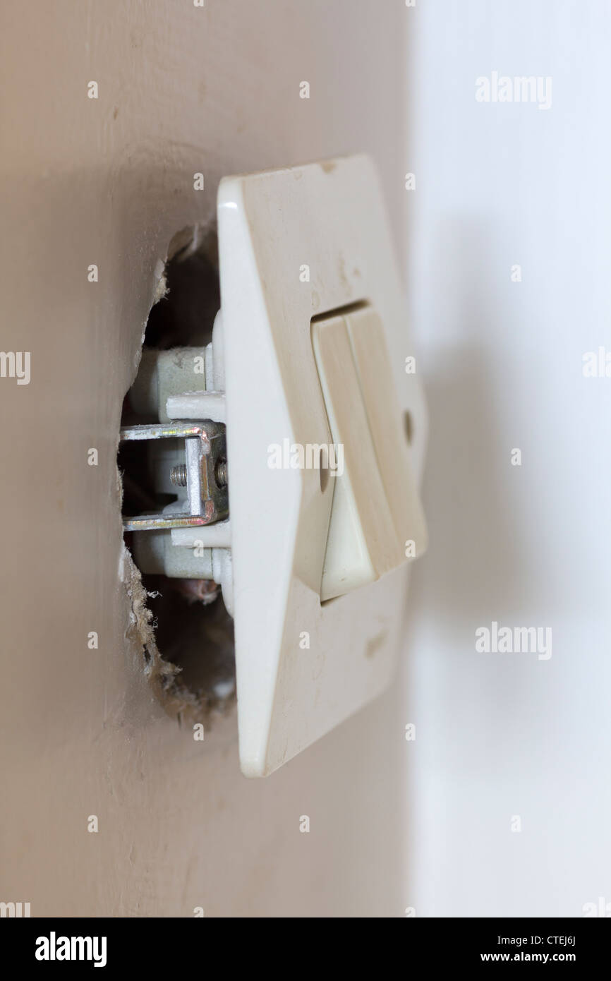 Poorly fitted light switch Stock Photo - Alamy