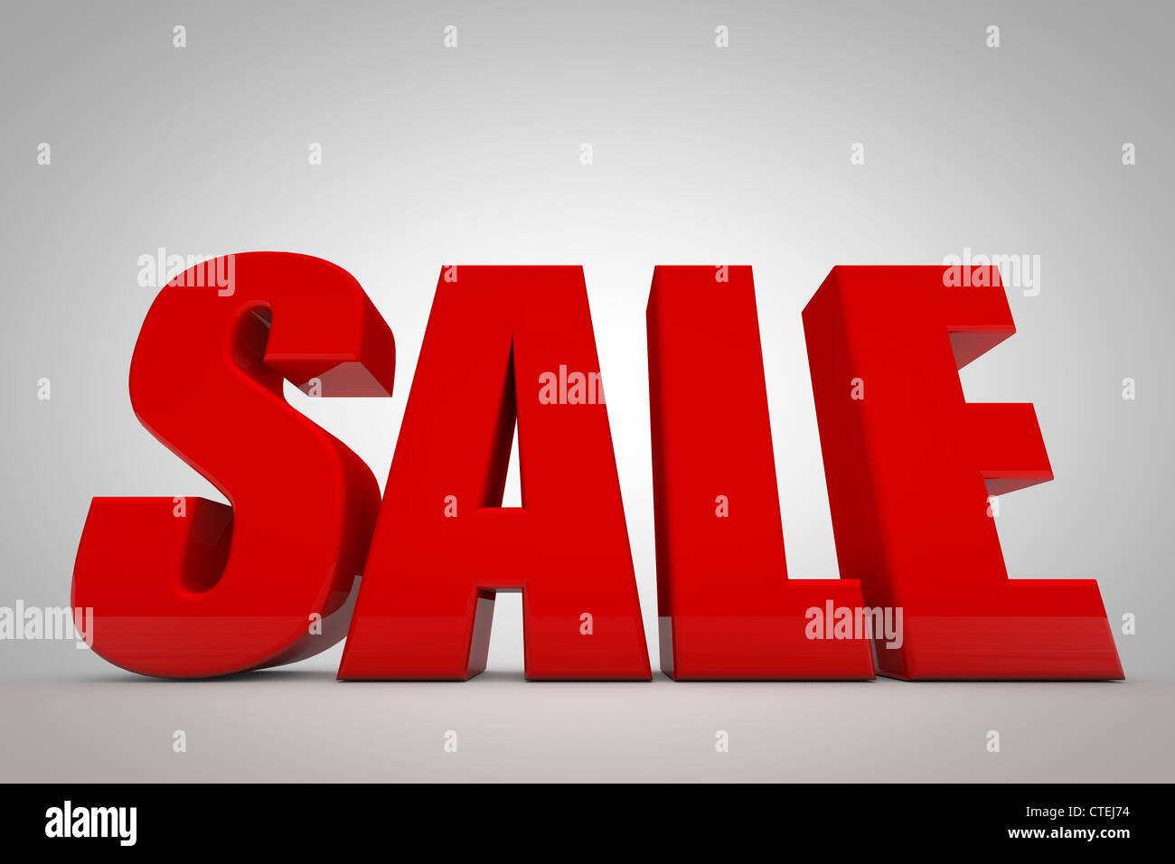 Sale 3D rendered graphic in red, set in a high key studio environment ...