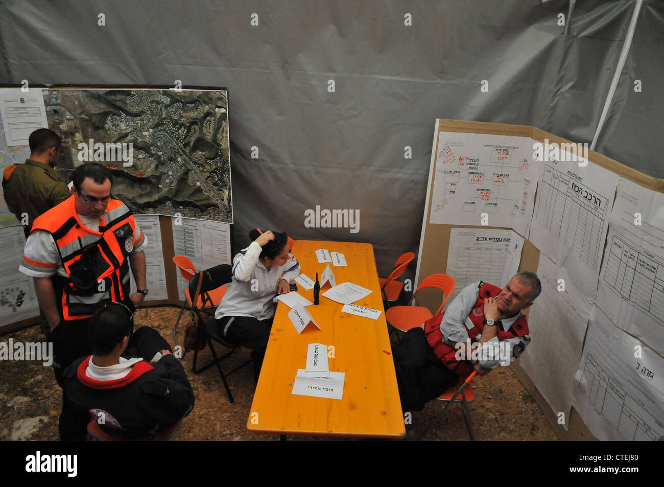 Israeli firefighter's command post during a fire drill in Haifa Stock ...