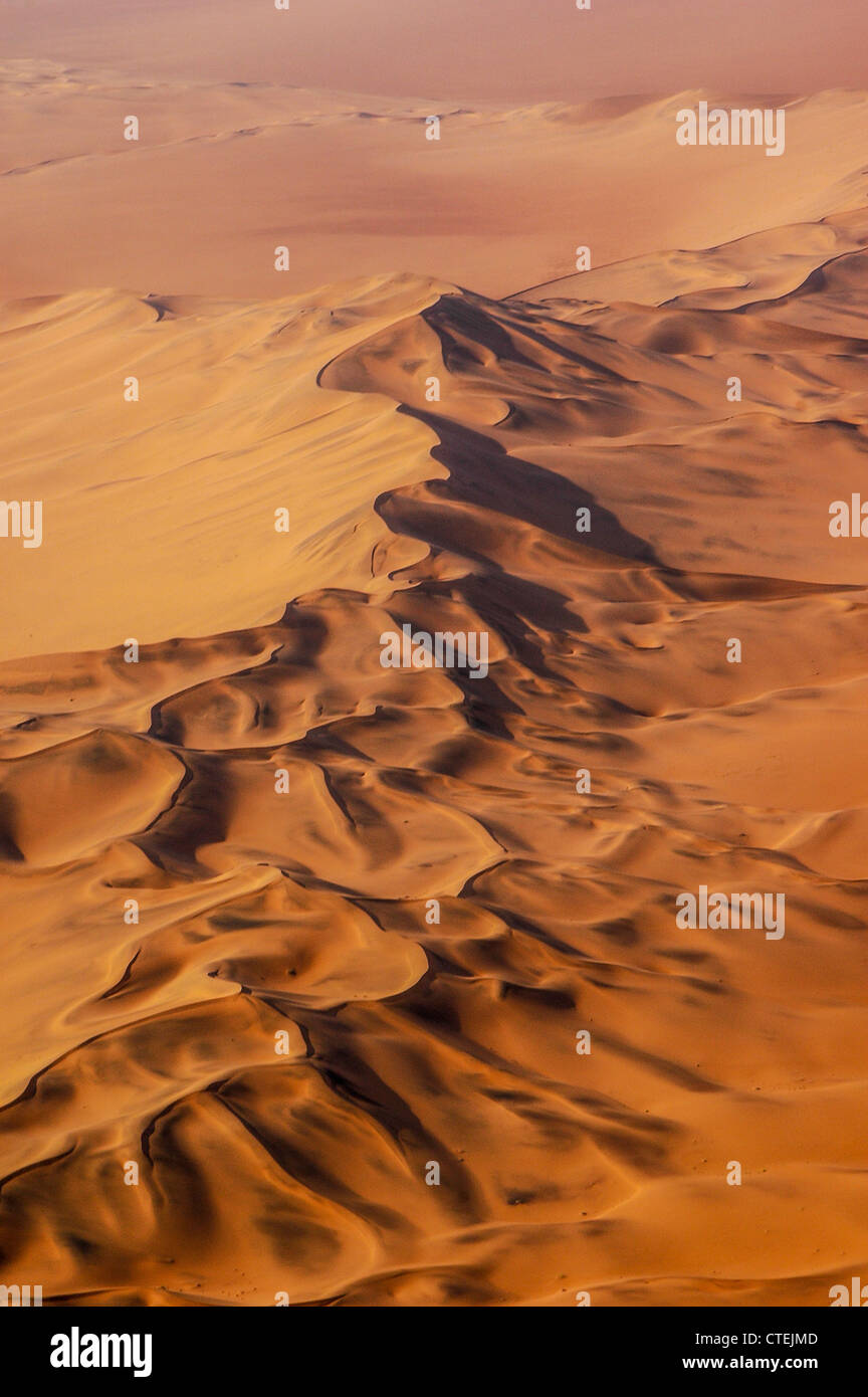 Aerial photo of red sand dunes in the Namib desert, Namibia Stock Photo ...