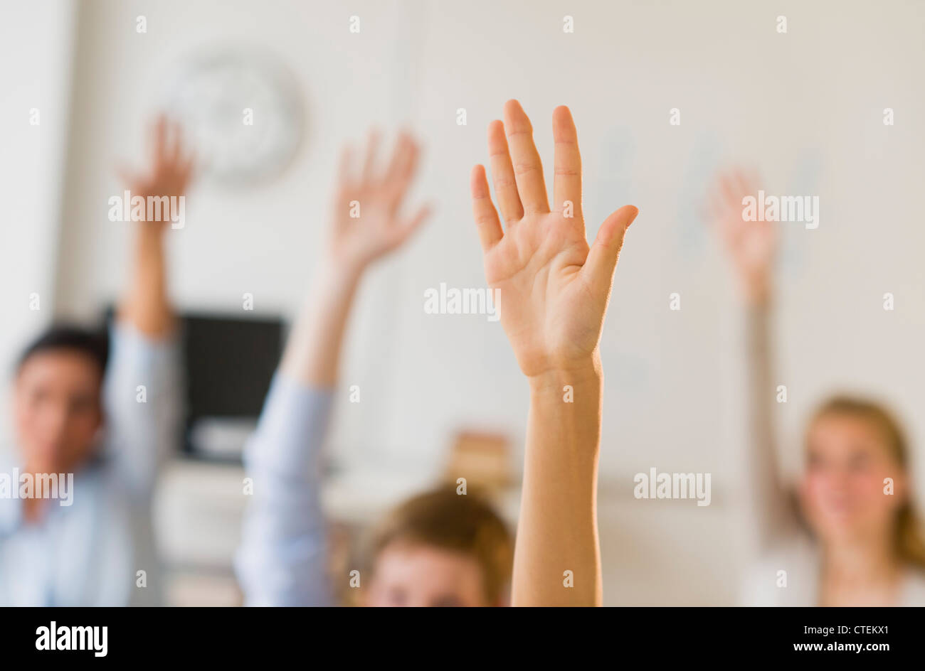 Korean raised hand student hi-res stock photography and images - Alamy