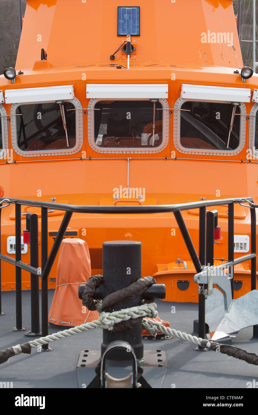 Orange lifeboat front Stock Photo - Alamy