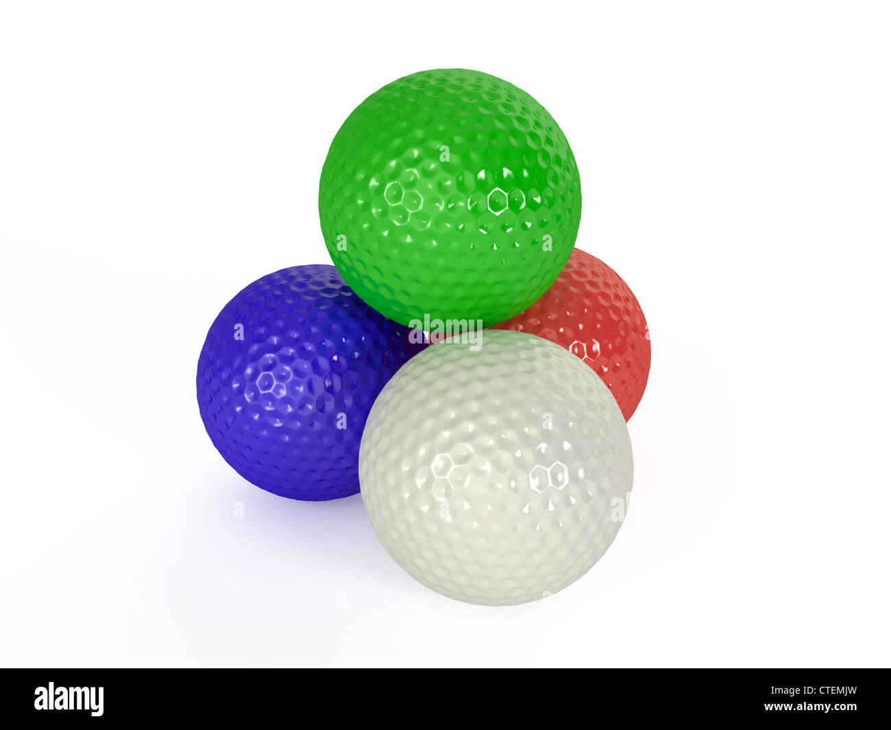 Color golf balls isolated 3d illustration Stock Photo - Alamy