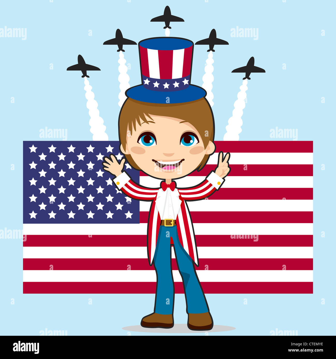 Boy with Uncle Sam costume celebrating United States of America ...