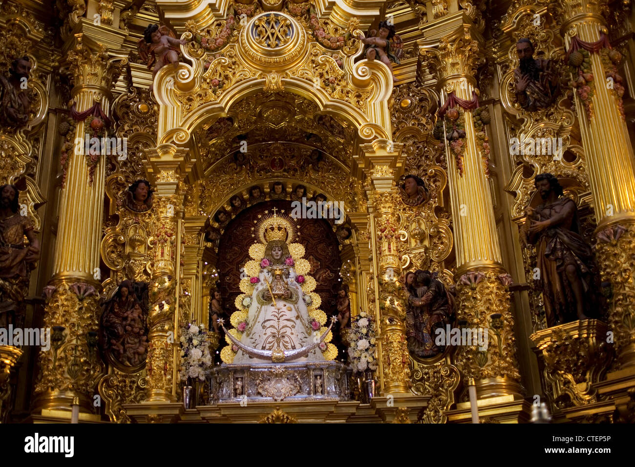 Our Lady of Rocio in her sanctuary in El Rocio village, Almonte, Huelva ...