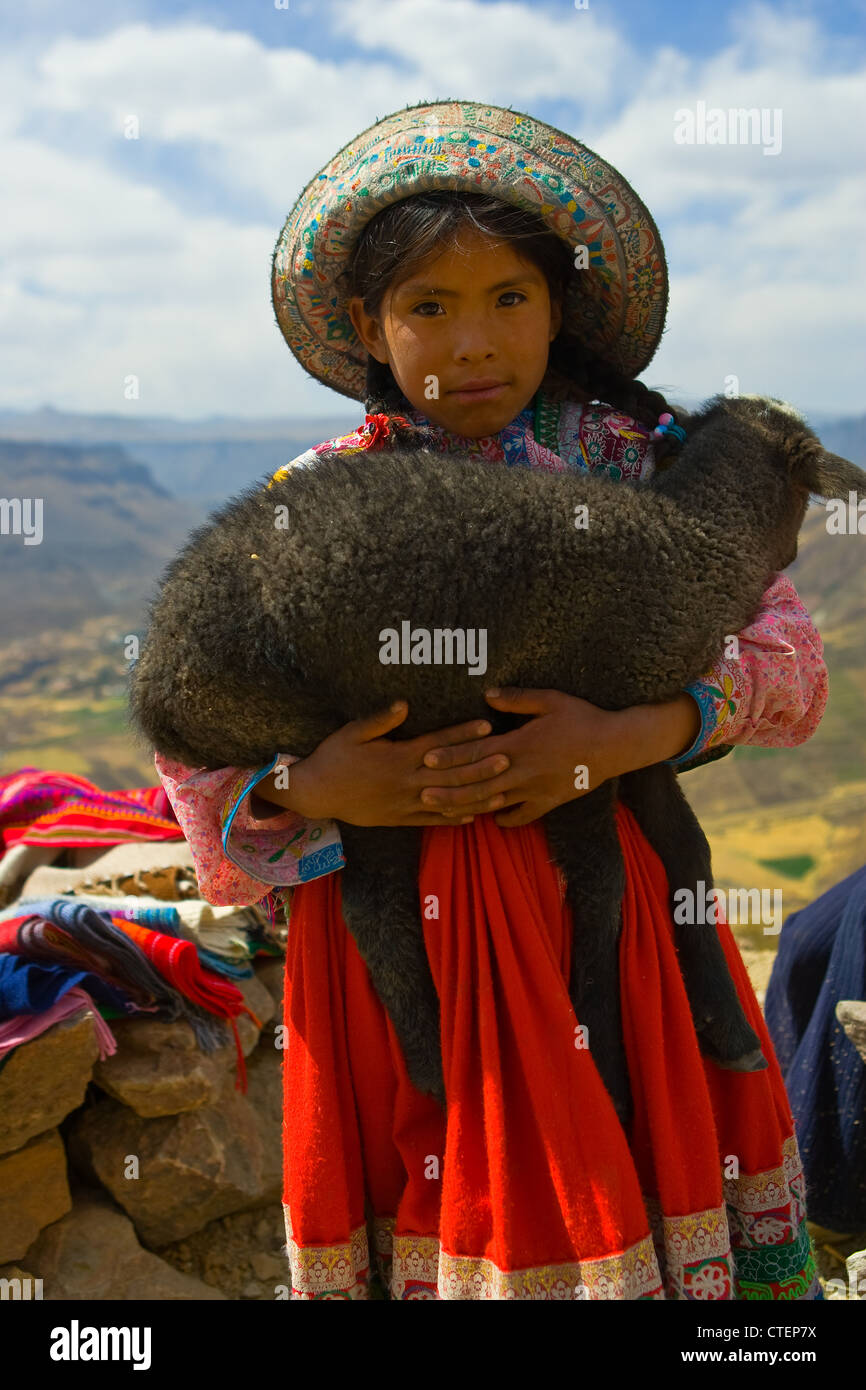 Peruvian Girl in the high Andes Stock Photo - Alamy