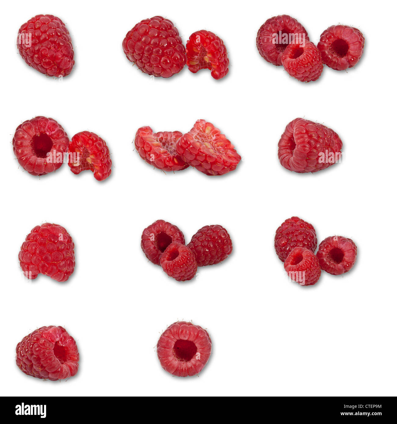 Raspberry collection isolated on white Stock Photo - Alamy