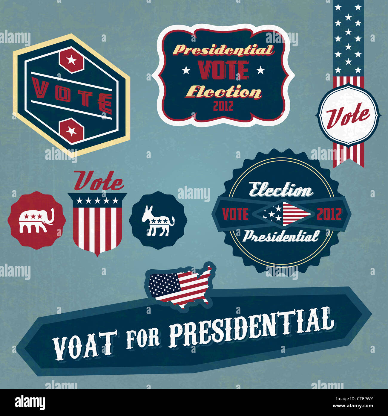 vintage US presidential 2012 election label Stock Photo - Alamy
