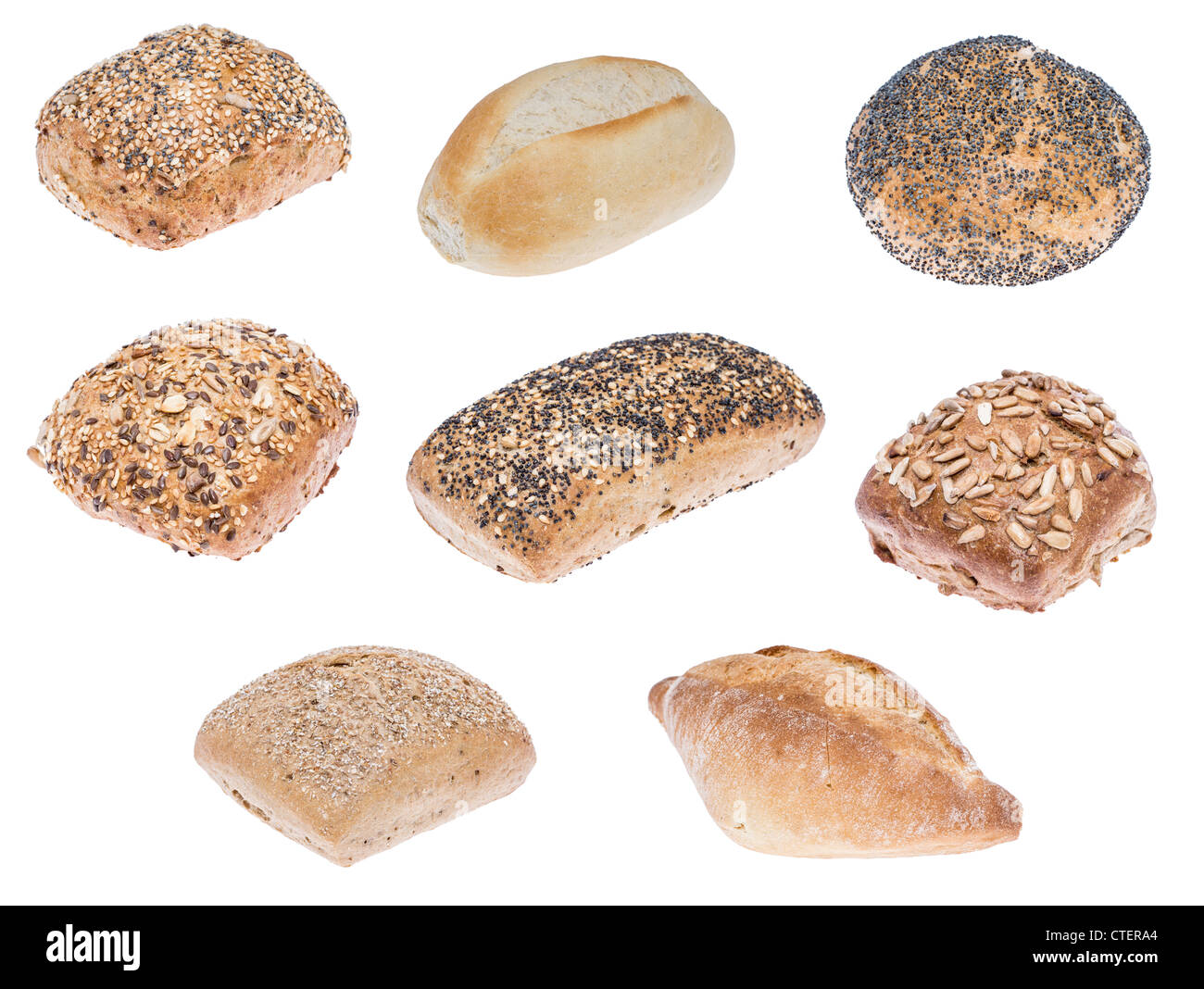 Collage of different isolated rolls on white background Stock Photo - Alamy