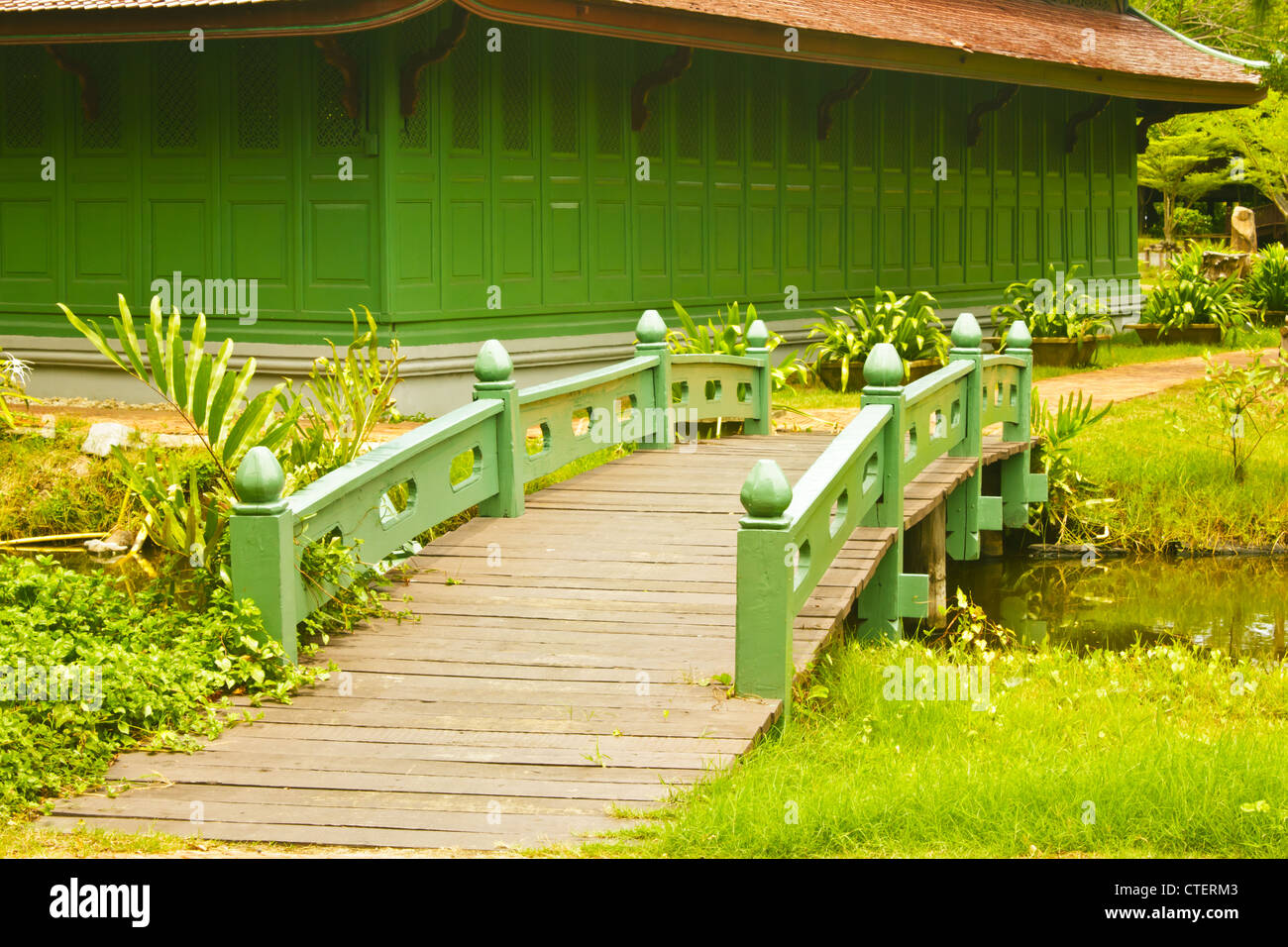 Stock Photo - Nice old wooden bridge in park at summertime Stock Photo ...