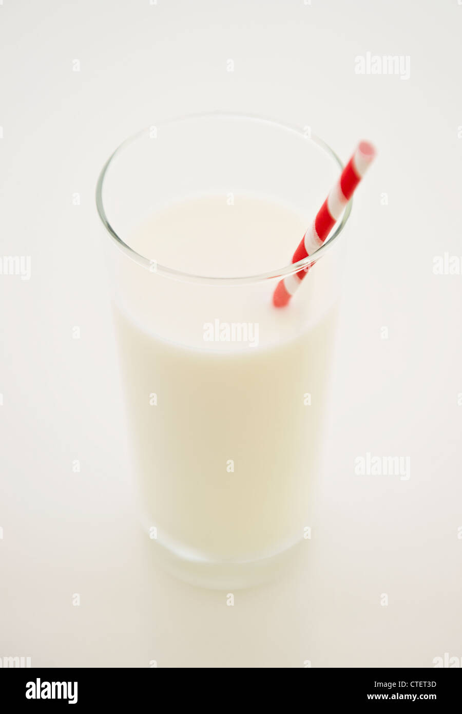 Close up of glass of milk with straw Stock Photo - Alamy