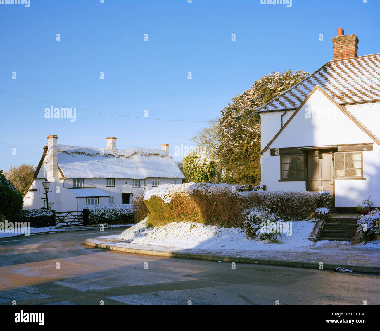 Snow Great Gransden village Cambridgeshire England Stock Photo - Alamy