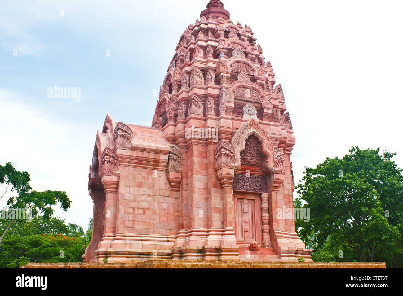 Stock Photo - Historic red stupa in thailand, against blue sky Stock ...