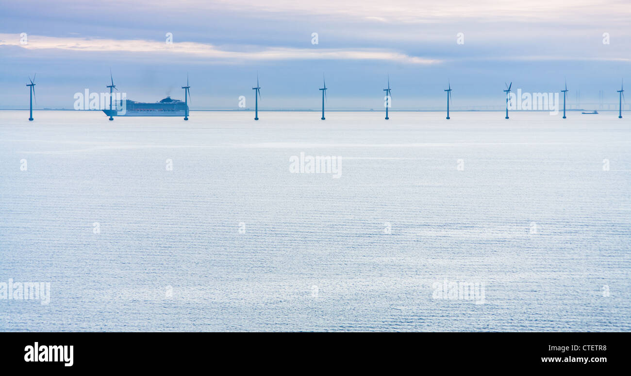 Middelgrunden - offshore wind farm near Copenhagen, Denmark at early ...