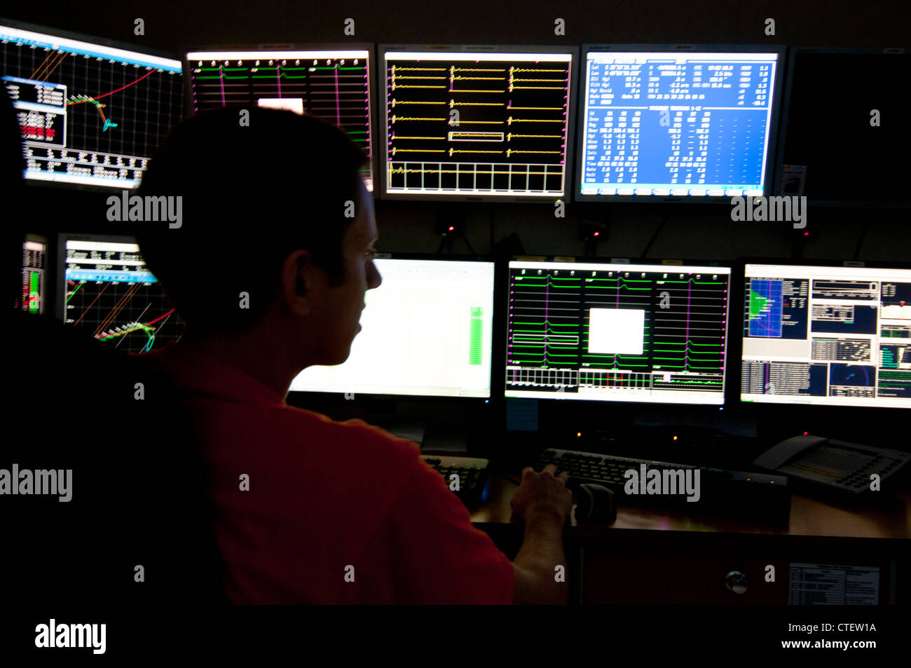 computer screens at the Instrument room of the seismic vessel Ocean ...