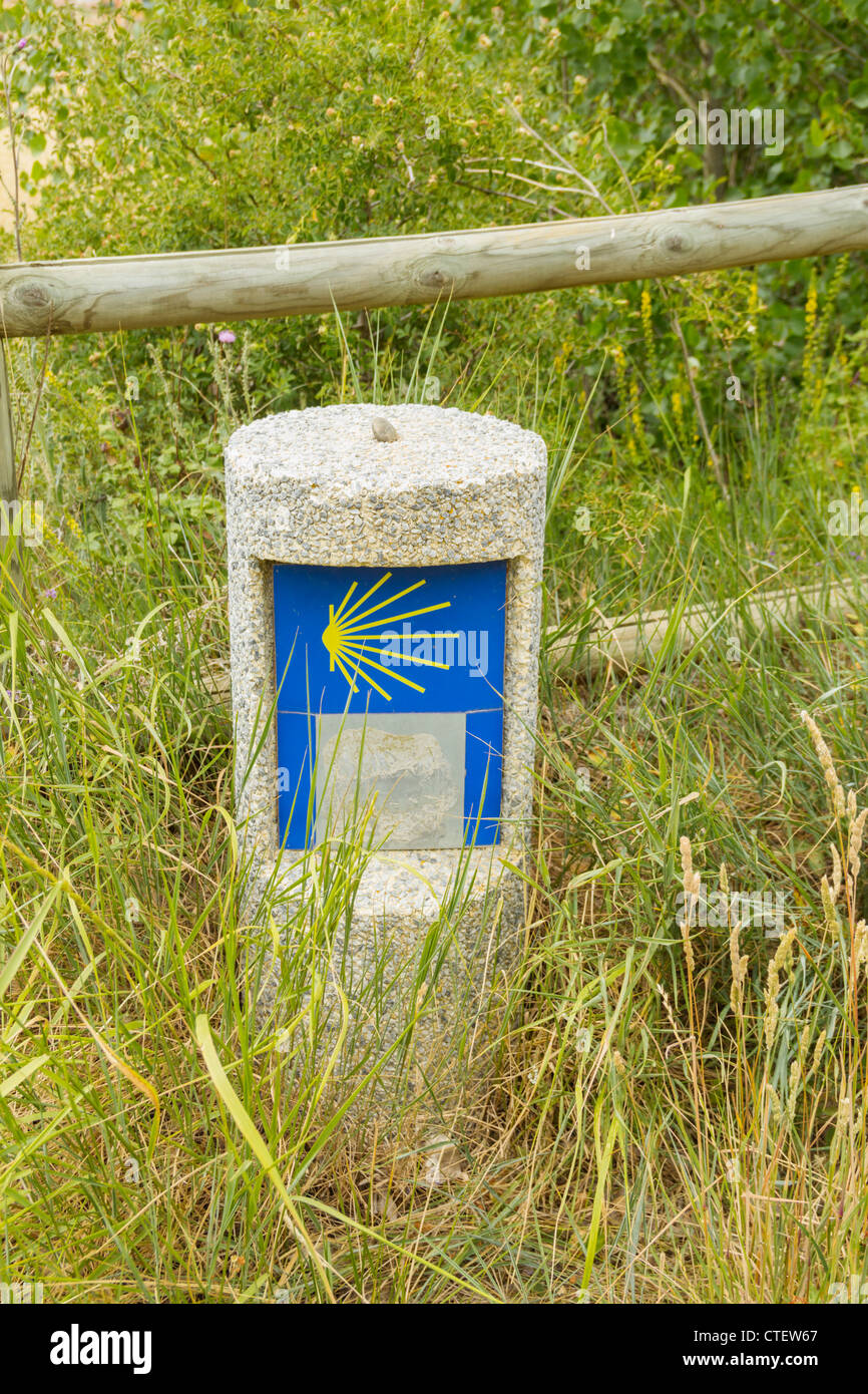 Camino de Santiago footpath/direction sign in Spain Stock Photo - Alamy
